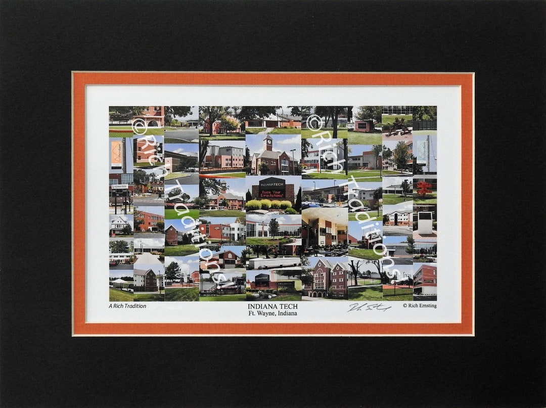 Indiana Tech, Fort Wayne, Indiana, Photo Campus Art Print Matted in ...