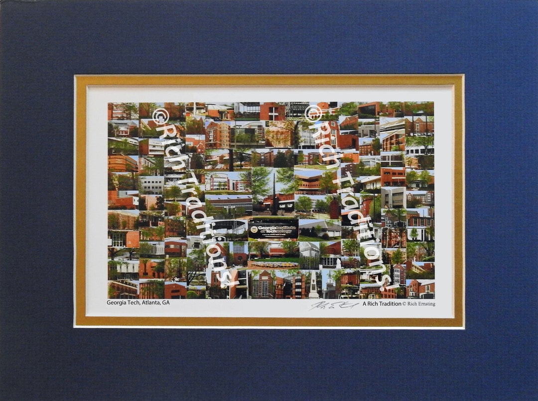 Georgia Tech, Atlanta, Georgia Photo Campus Art Print Matted in Dark ...