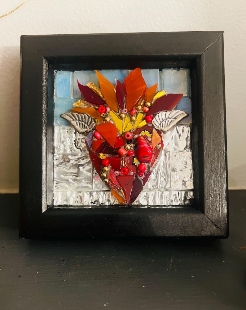 Mini Mosaic Sacred Heart 4x4 Frame - Etsy