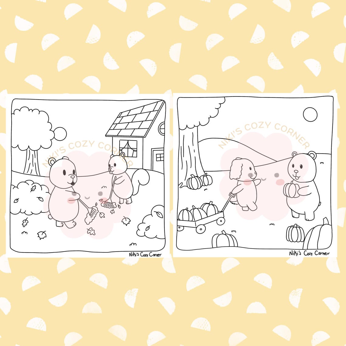 Cozy Animals Digital Coloring Pages - Etsy