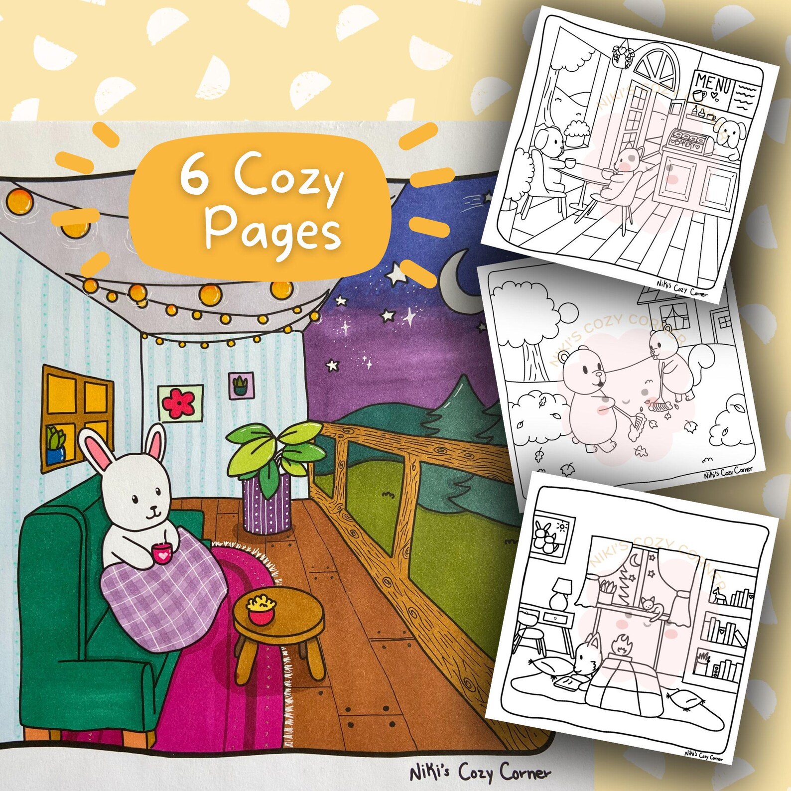 Cozy Animals Digital Coloring Pages - Etsy