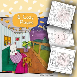 Cozy Animals Digital Coloring Pages - Etsy