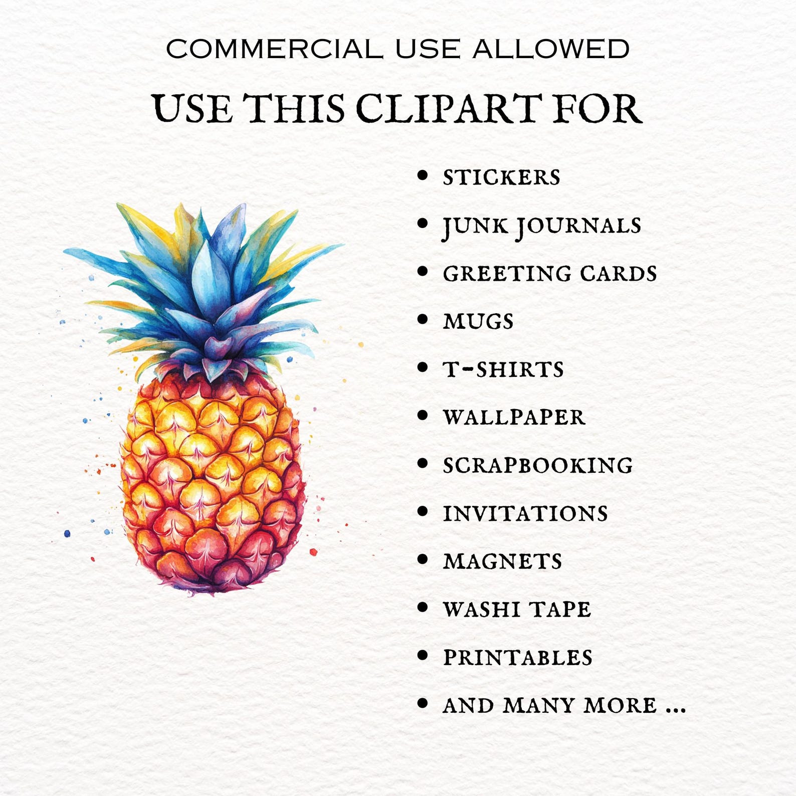 Pineapple Watercolor Clipart Bundle: Whimsical Fruit Graphics (PNG ...