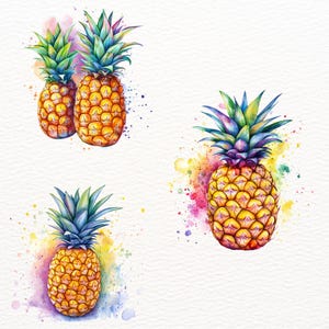 Pineapple Watercolor Clipart Bundle: Whimsical Fruit Graphics (PNG ...