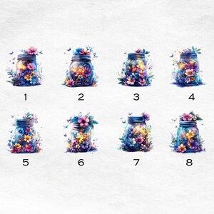 Floral Mason Jar Clipart Bundle: Watercolor Flower Graphics (PNG ...