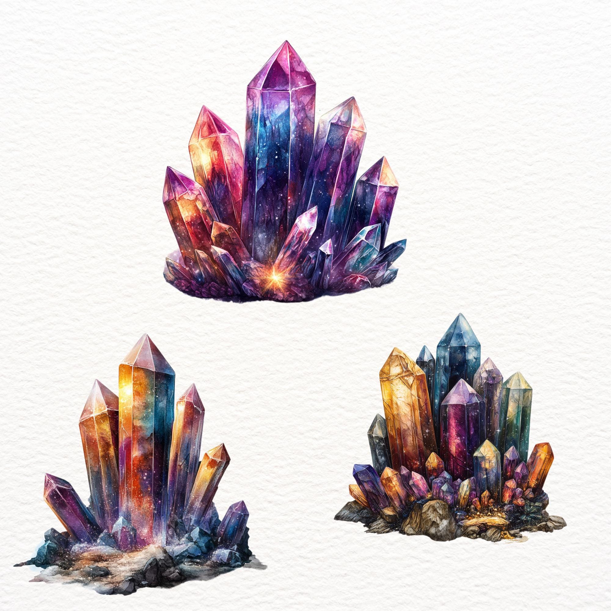 31 Purple Crystals Clipart Bundle, Gemstone Illustration Clip Art ...