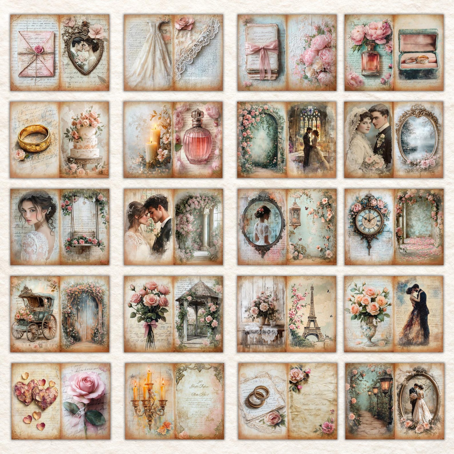 Love Junk Journal Printable Paper, Valentine Wedding Letter Writing ...