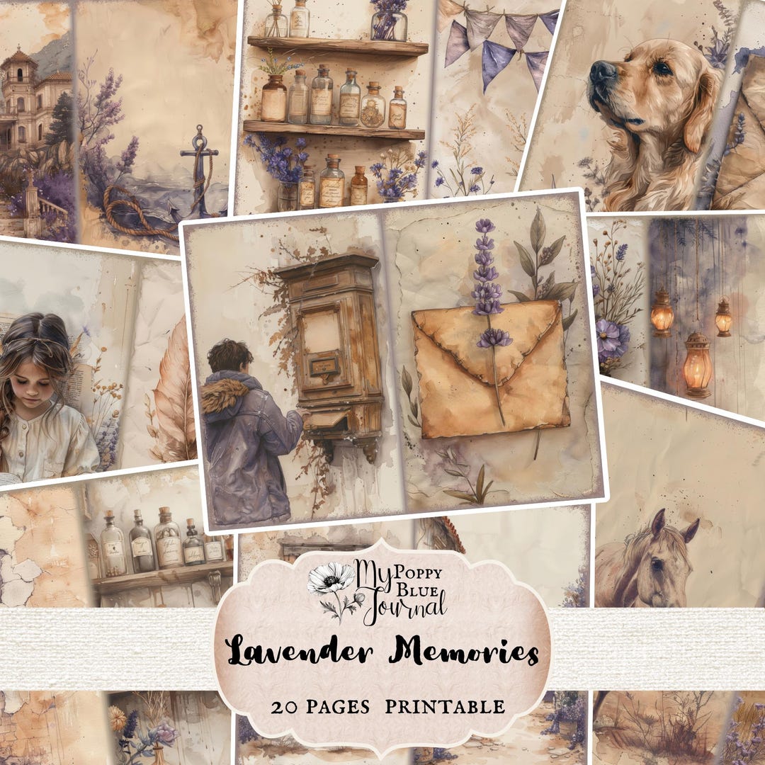 Lavender Journal Printable Paper, Memory Pages, Ephemera Jpg Bundle ...