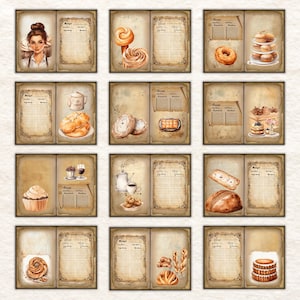 Recipe Junk Journal Printable Paper, Baker Recipe Jpg Bundle, Scrapbook ...