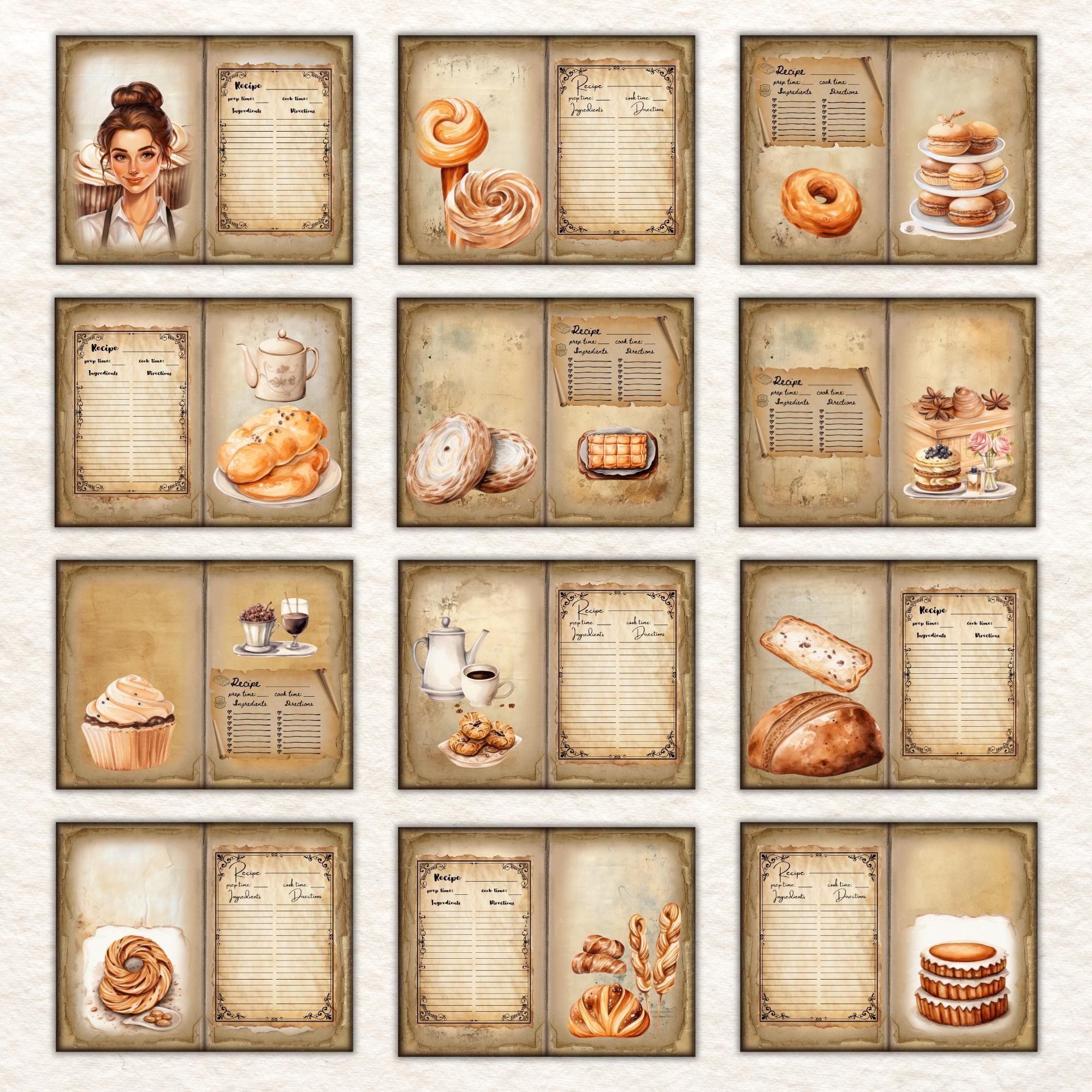 Recipe Junk Journal Printable Paper, Baker Recipe Jpg Bundle, Scrapbook ...