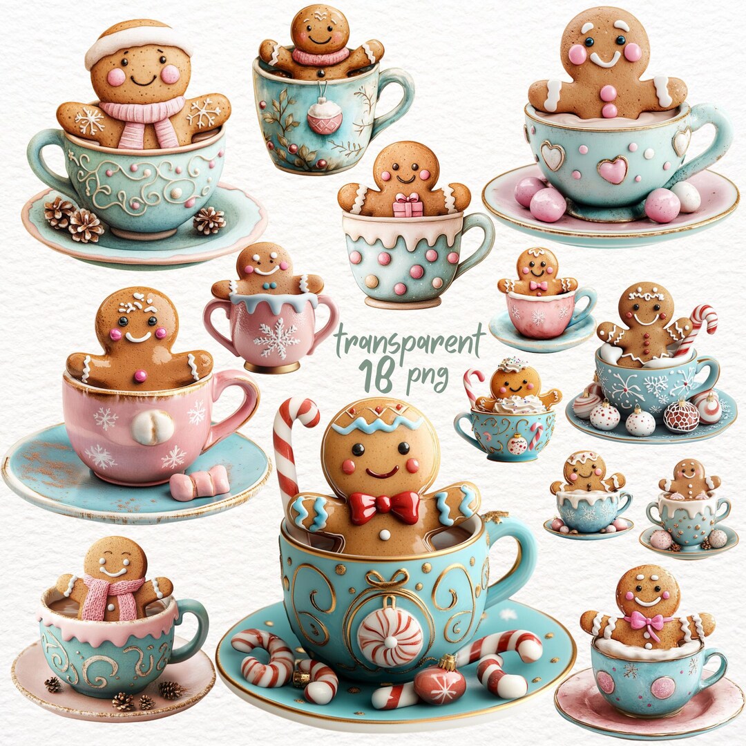 Gingerbread Man Clipart: Christmas PNG Bundle (commercial Use) - Etsy UK