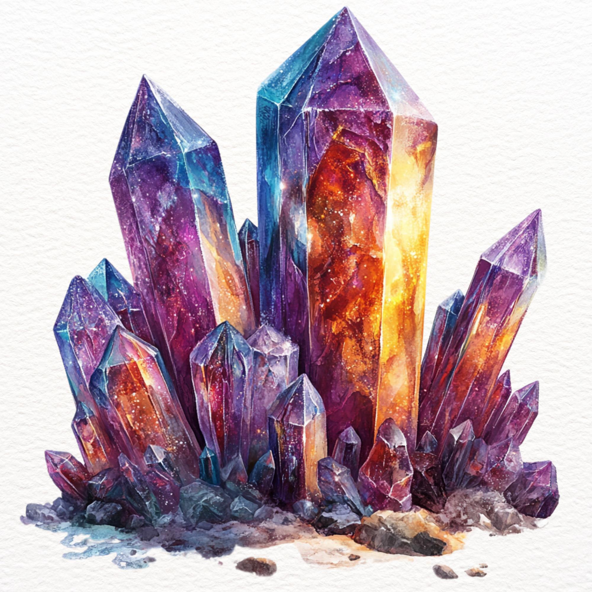 31 Purple Crystals Clipart Bundle, Gemstone Illustration Clip Art ...