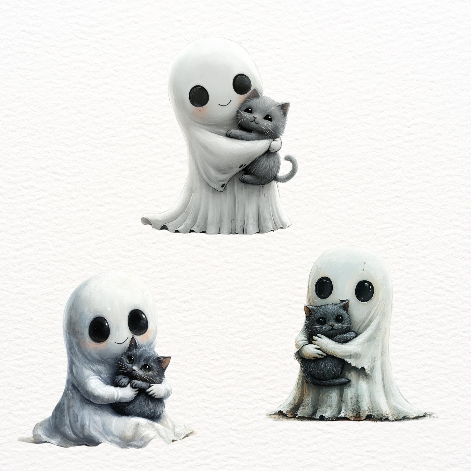 Ghost and Cat Clipart Bundle: Halloween PNG Graphics (commercial Use ...