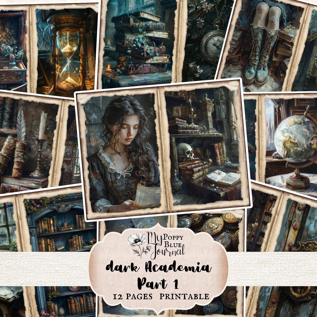 Dark Junk Journal Printable Paper Bundle , Dark Academia Journal Pages ...
