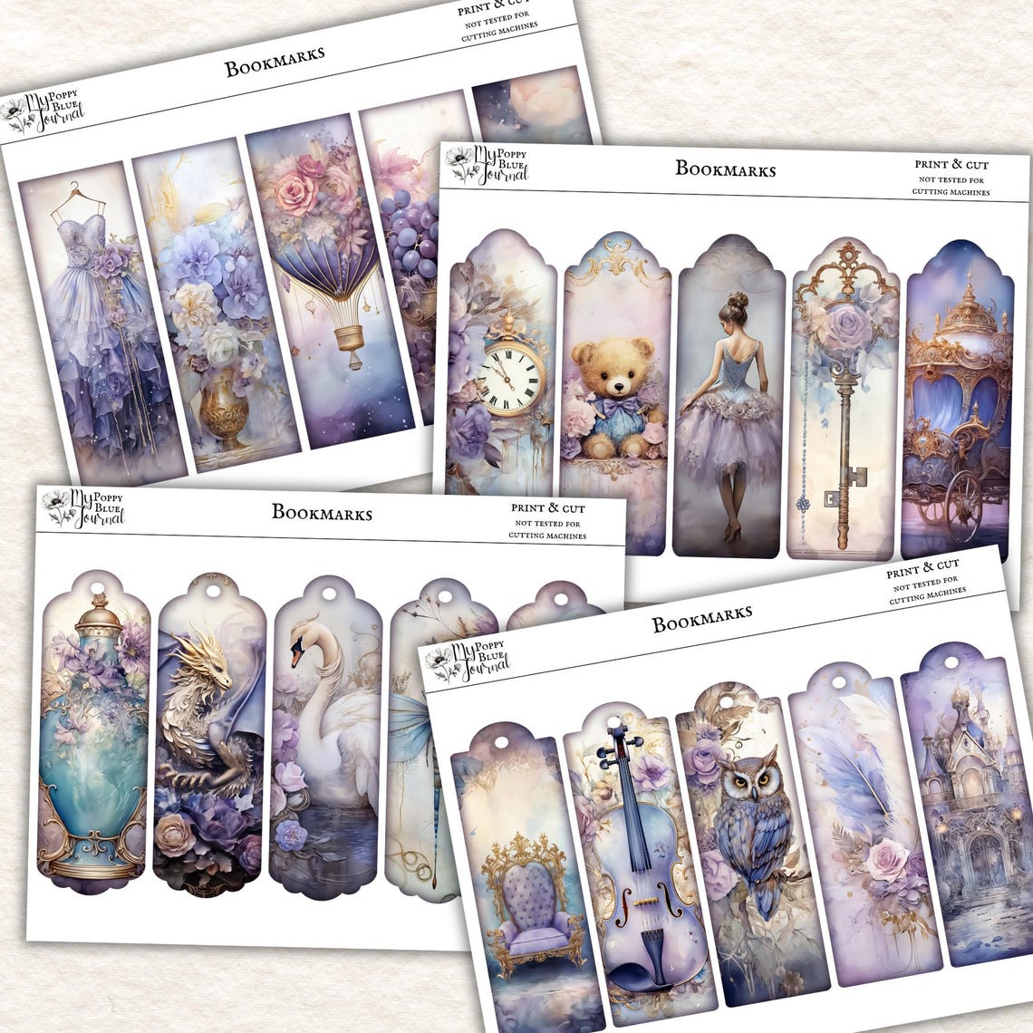 Late Lavender Printable Bookmarks Bundle, Digital Download JPG, PNG ...