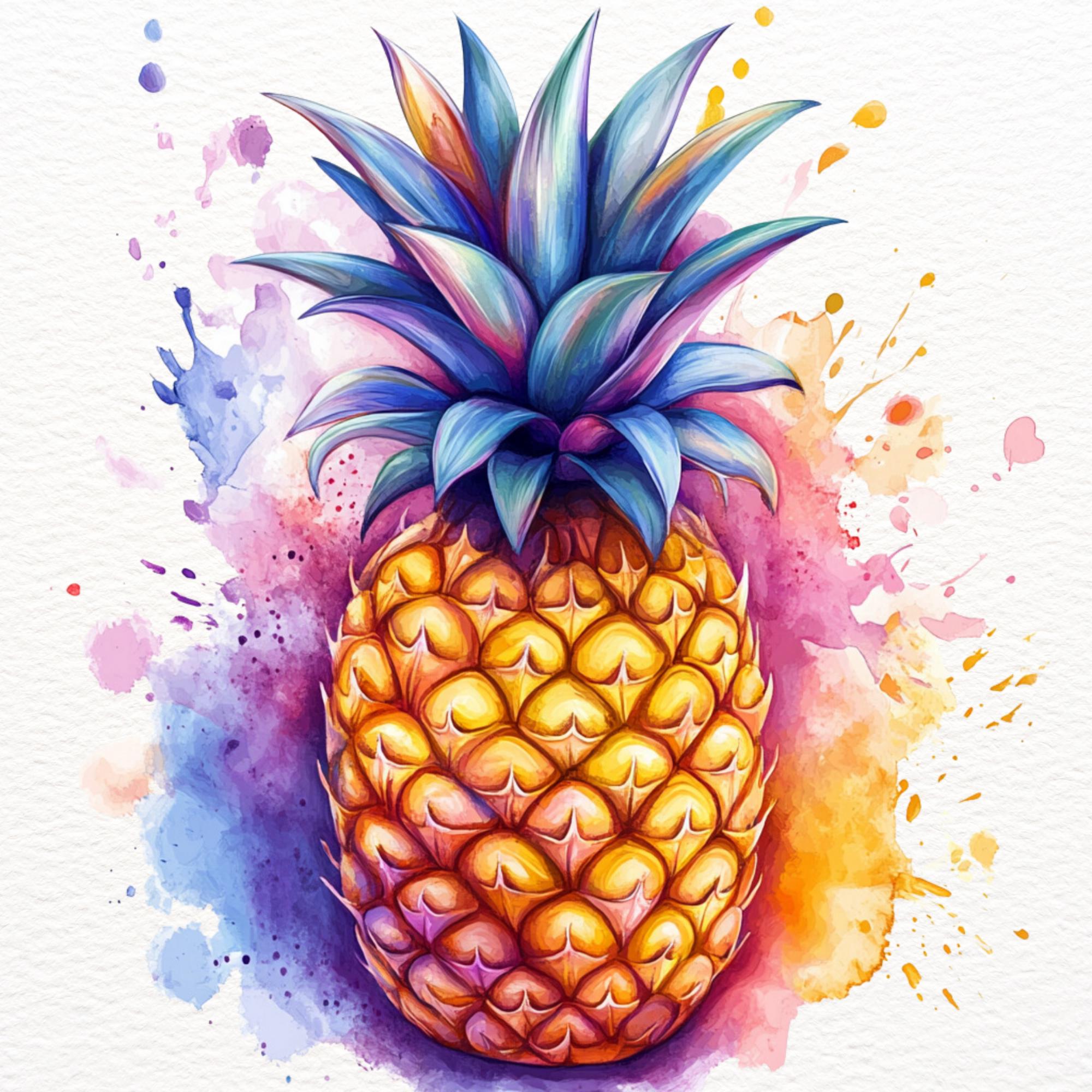 Pineapple Watercolor Clipart Bundle: Whimsical Fruit Graphics (PNG ...