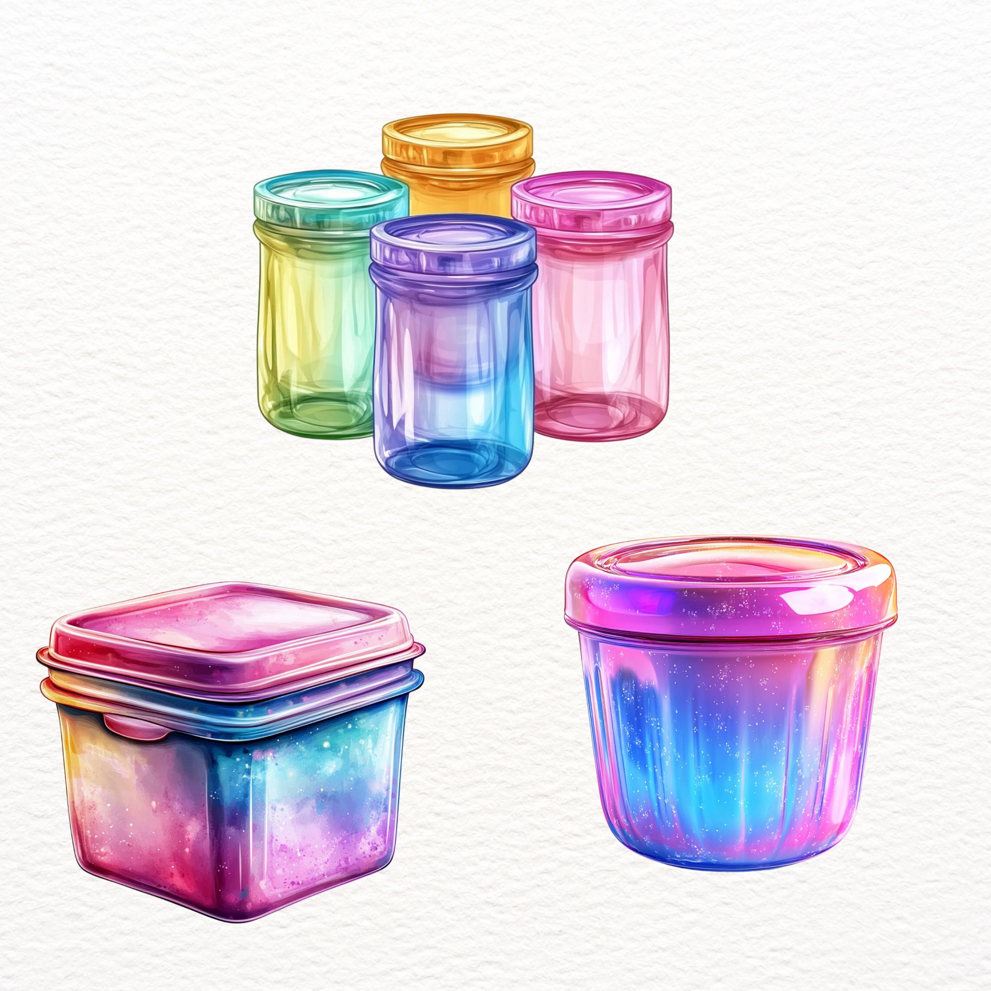 Plastic Containers Clipart Bundle: Kitchen Illustration (PNG Digital ...