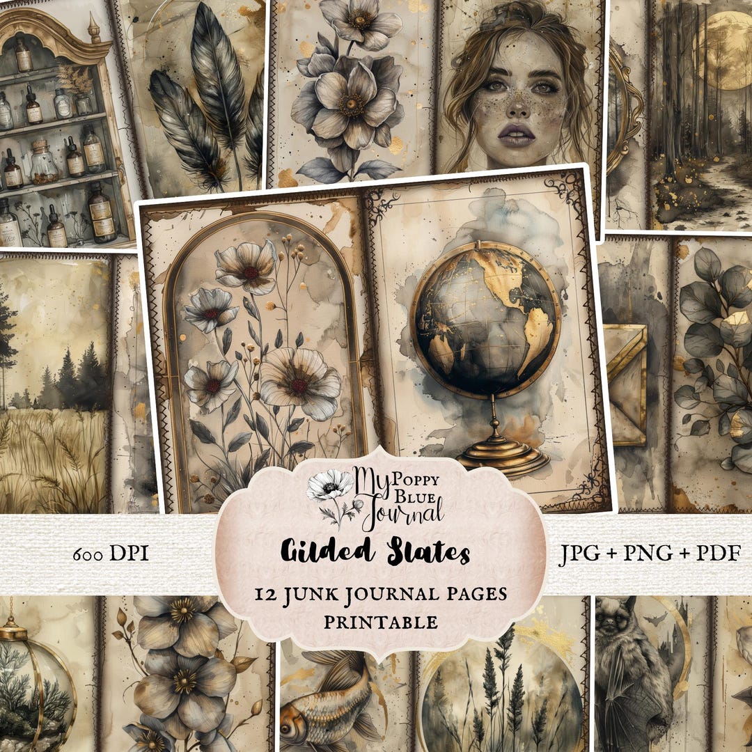 Gilded Slates Junk Journal Printable Paper, Letter Writing Page ...