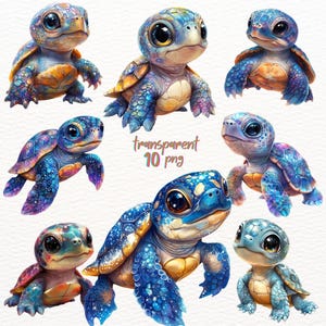 10 Turtle Clipart PNG Bundle, Digital Watercolor Craft, Rustic ...