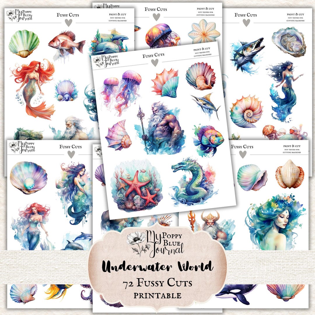 Underwater World Fussy Cuts: Ocean Junk Journal Ephemera (PDF) - Etsy