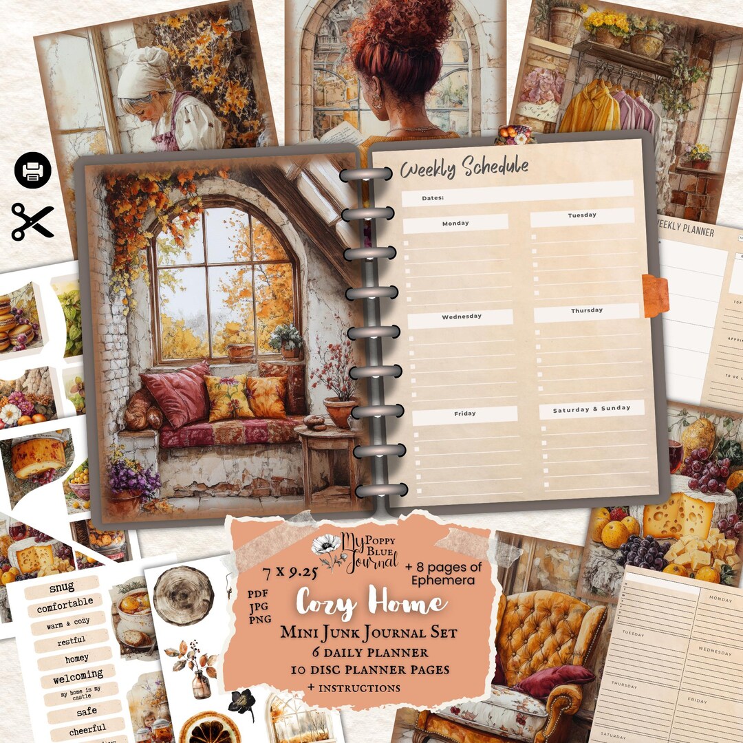 Mini Disc Planner Inserts, Junk Journal Printable Pages, Craft Paper ...