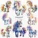 Watercolor Unicorn Clipart Bundle: Rainbow Fantasy Graphics (PNG ...