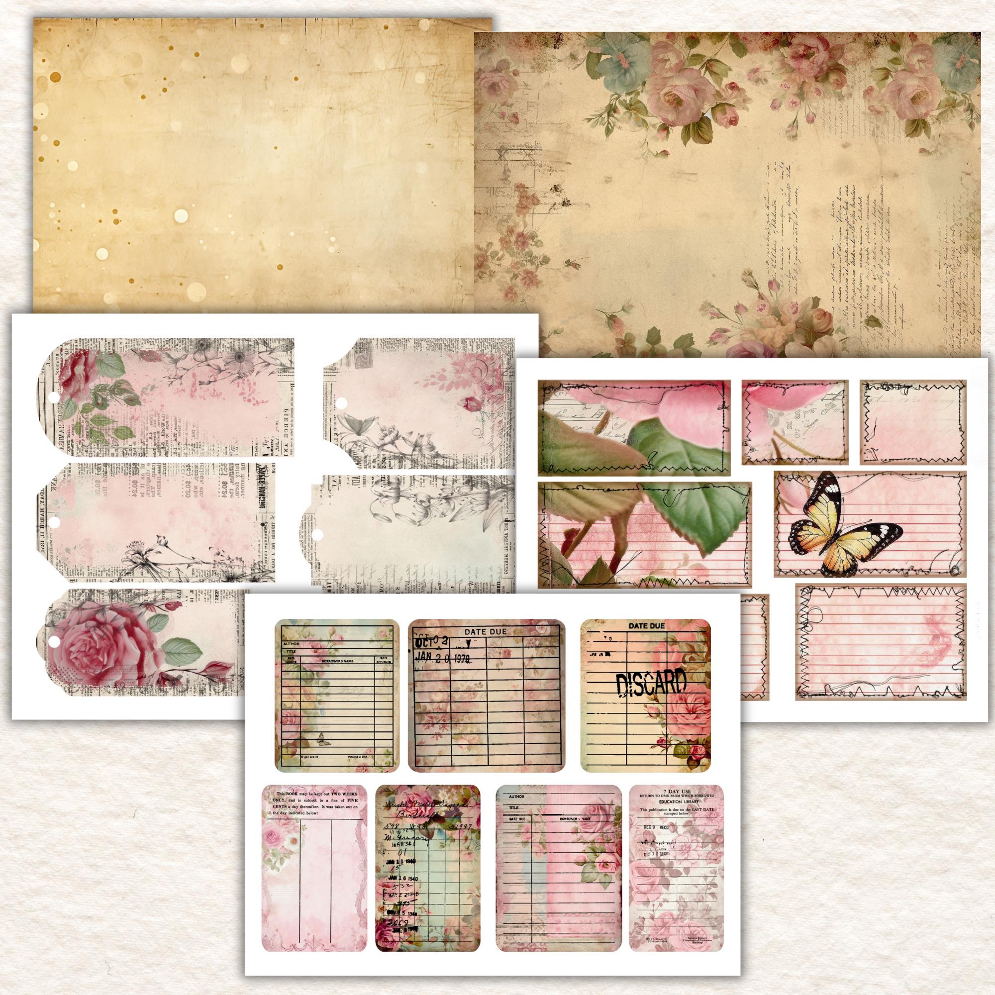 Vintage Library Card Ephemera: Printable Journaling Tags (digital ...