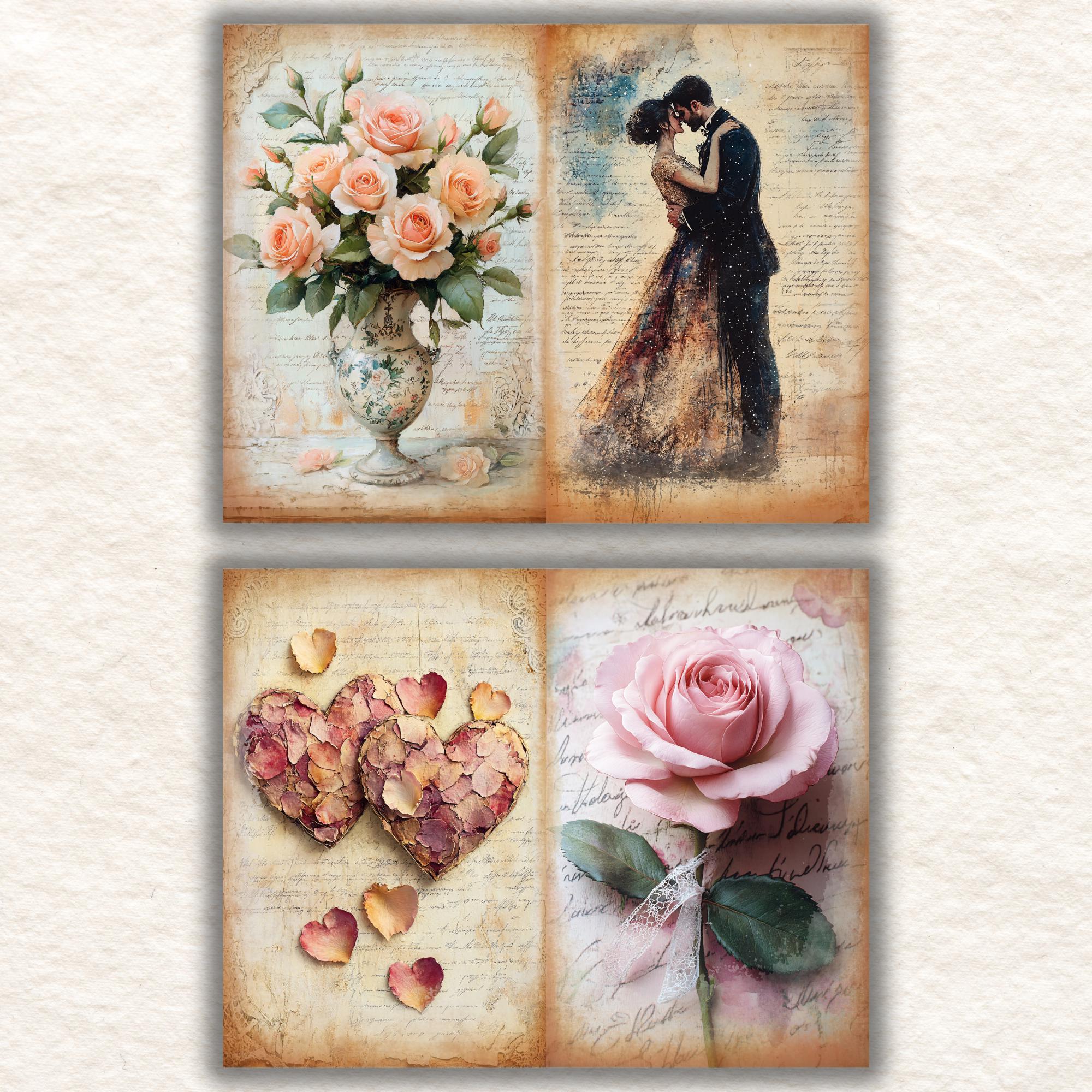 Love Junk Journal Printable Paper, Valentine Wedding Letter Writing ...