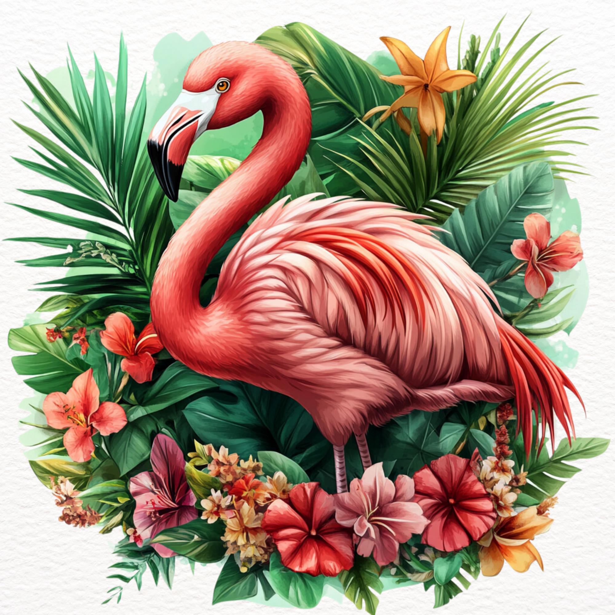 15 Summer Flamingo Clipart PNG Bundle, Digital Graphic, Beach ...