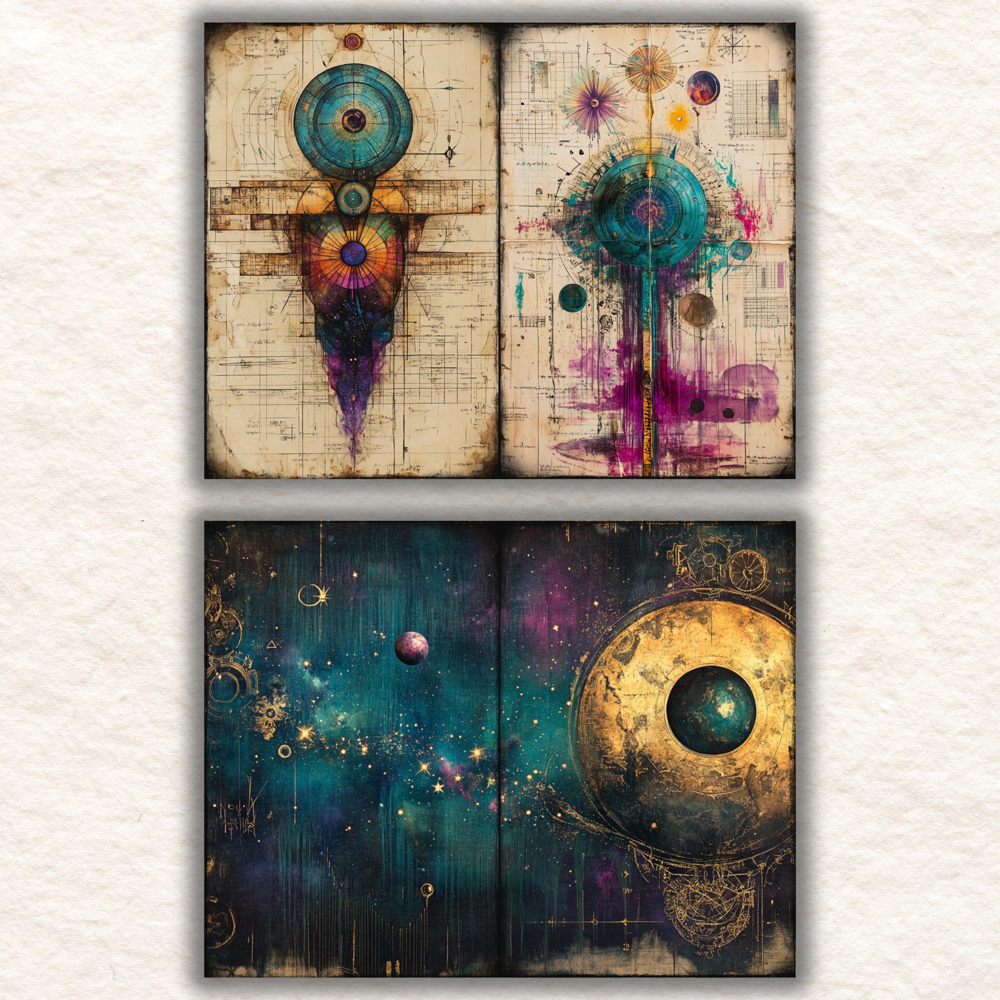 48 Junk Journal Printable Pages, Cosmic Astronomy Jpg Bundle, Scrapbook ...