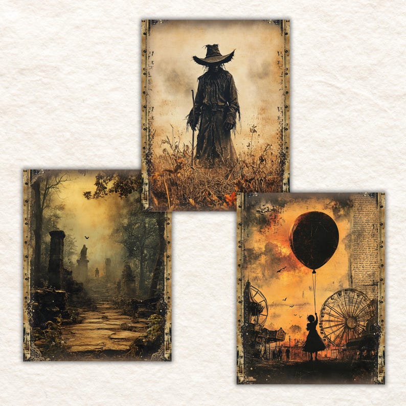 Horror Junk Journal Printable Pages, Nightmares Paper Jpg Bundle ...