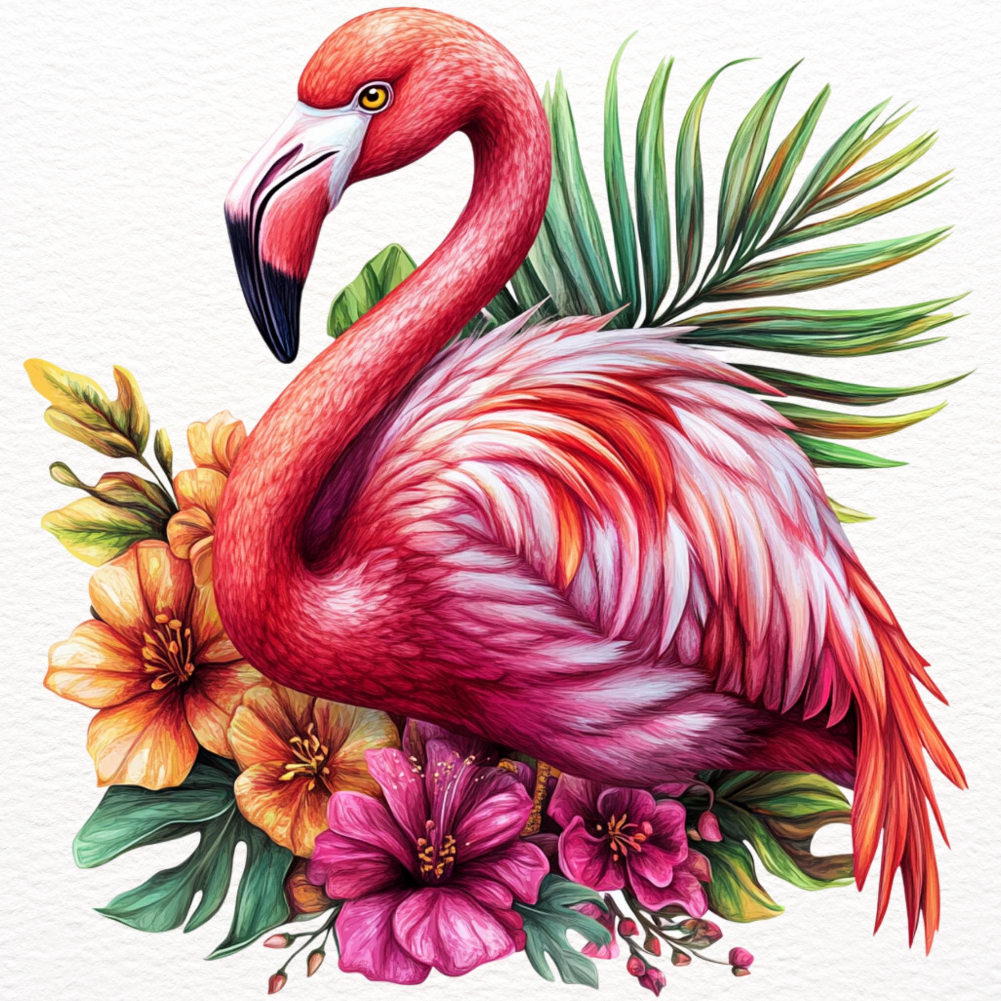 15 Summer Flamingo Clipart PNG Bundle, Digital Graphic, Beach ...