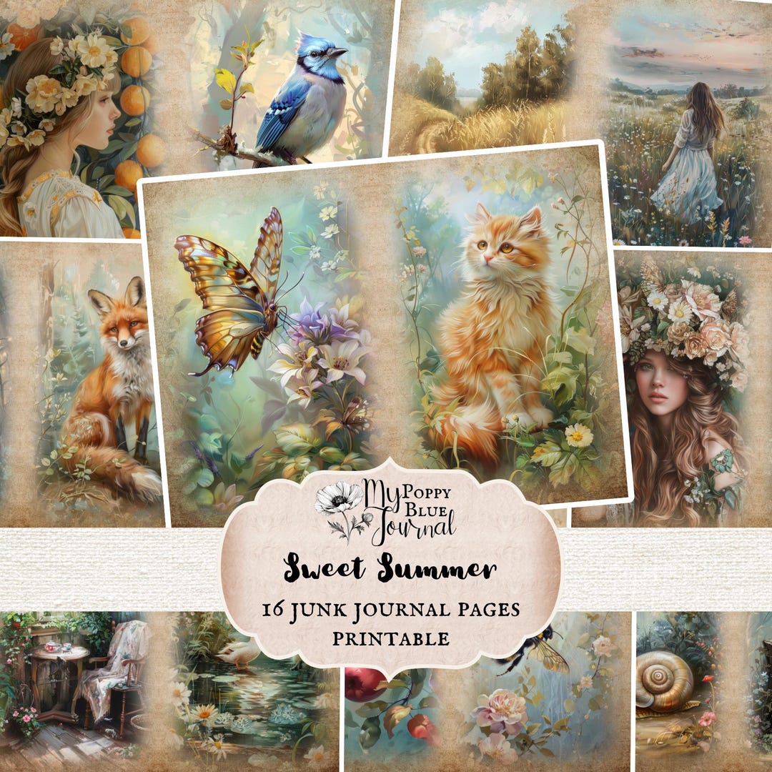 Junk Journal Printable Paper Bundle , Writing Journal Pages, Sweet ...