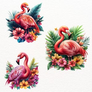 15 Summer Flamingo Clipart PNG Bundle, Digital Graphic, Beach ...