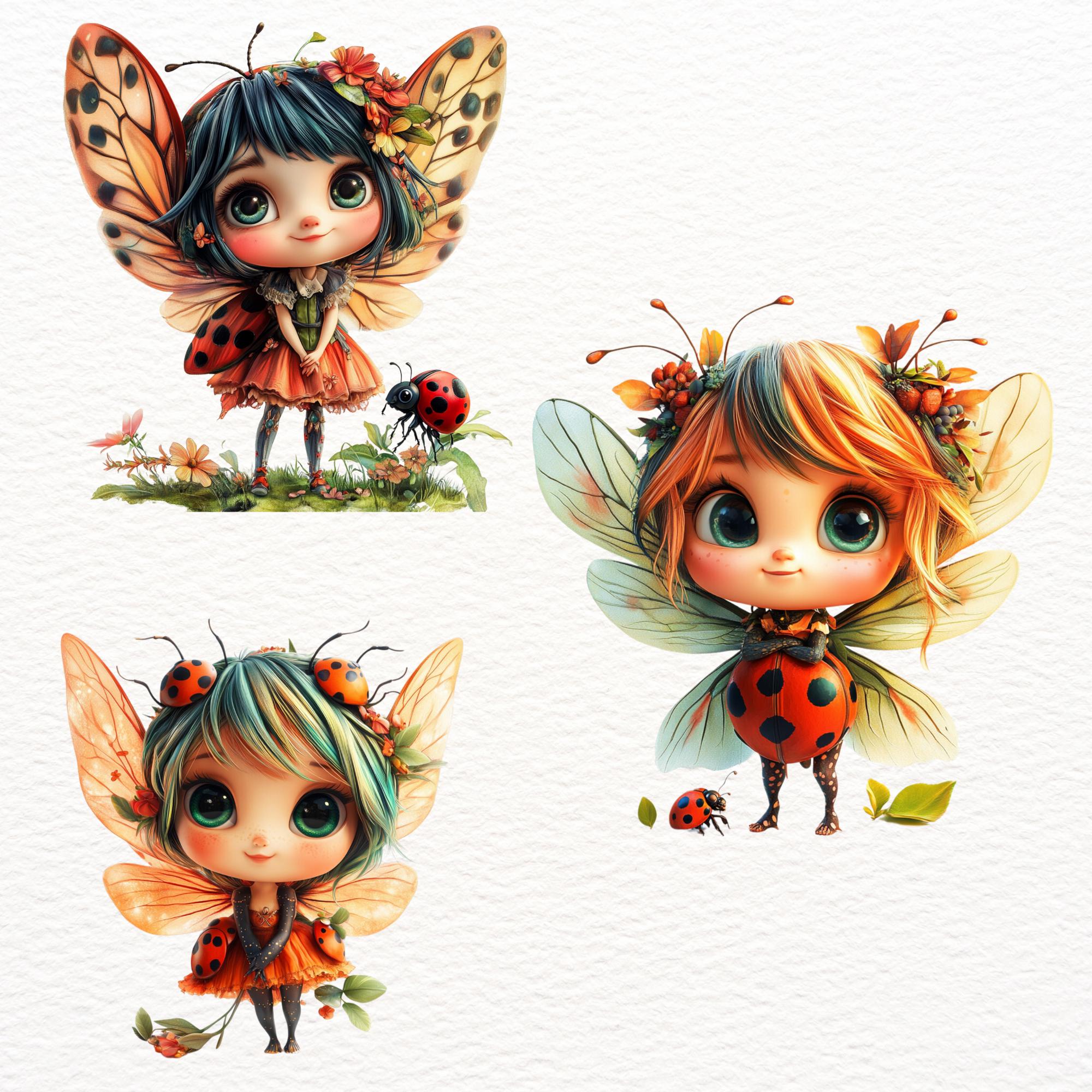 Ladybug Fairy Clipart Bundle: Fantasy Girl Decor (PNG Digital Download ...