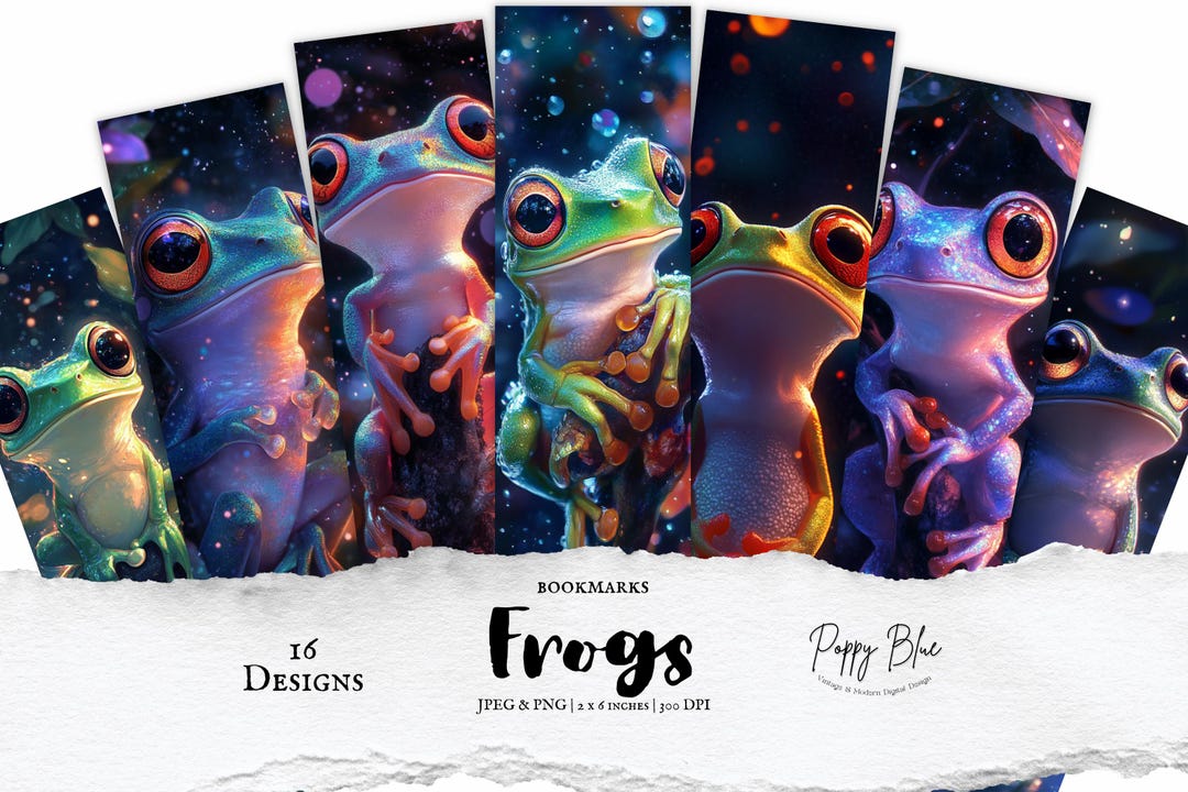 Frog Bookmarks: Whimsical Printable Bookmark Bundle (digital PNG JPG ...