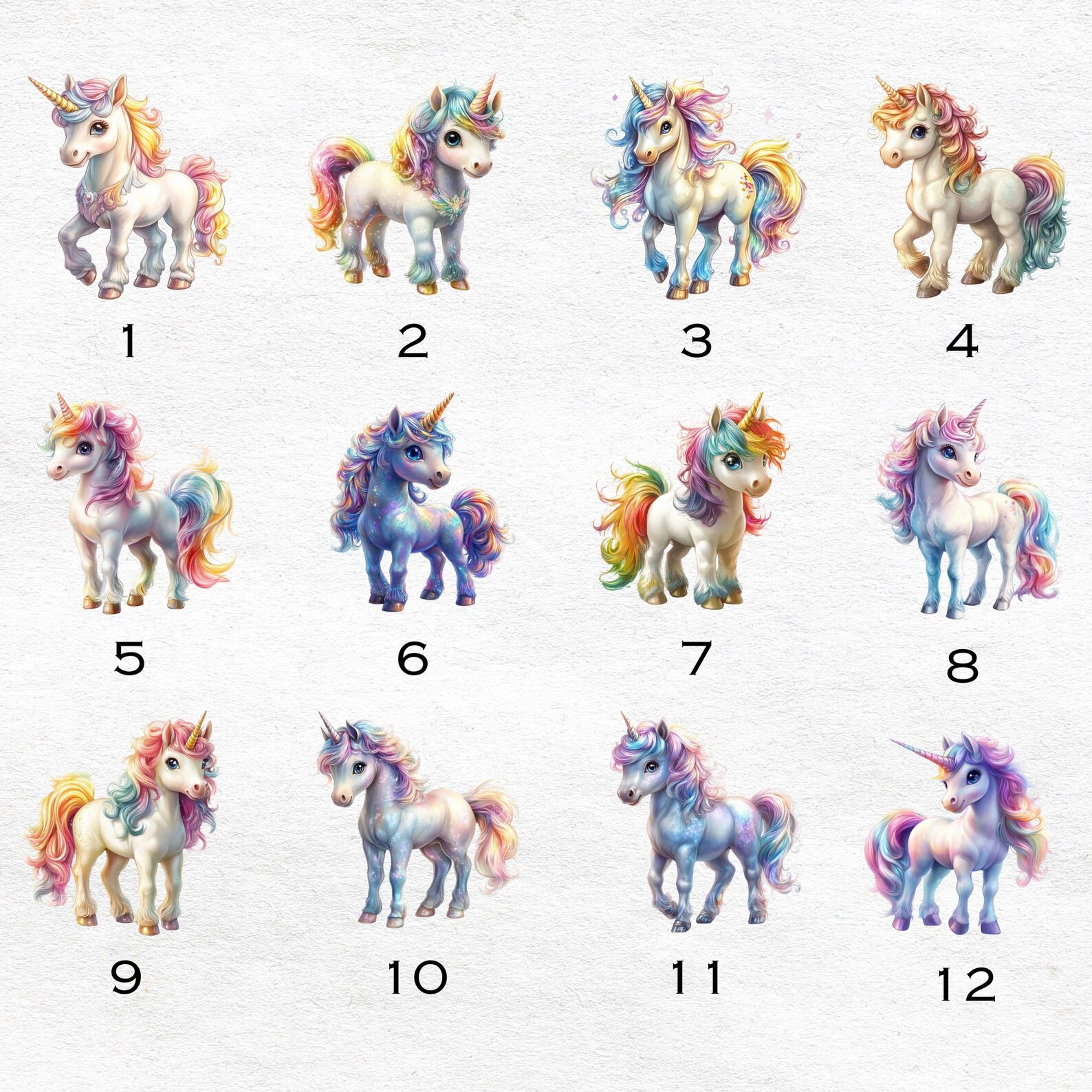Watercolor Unicorn Clipart Bundle: Rainbow Fantasy Graphics (PNG ...