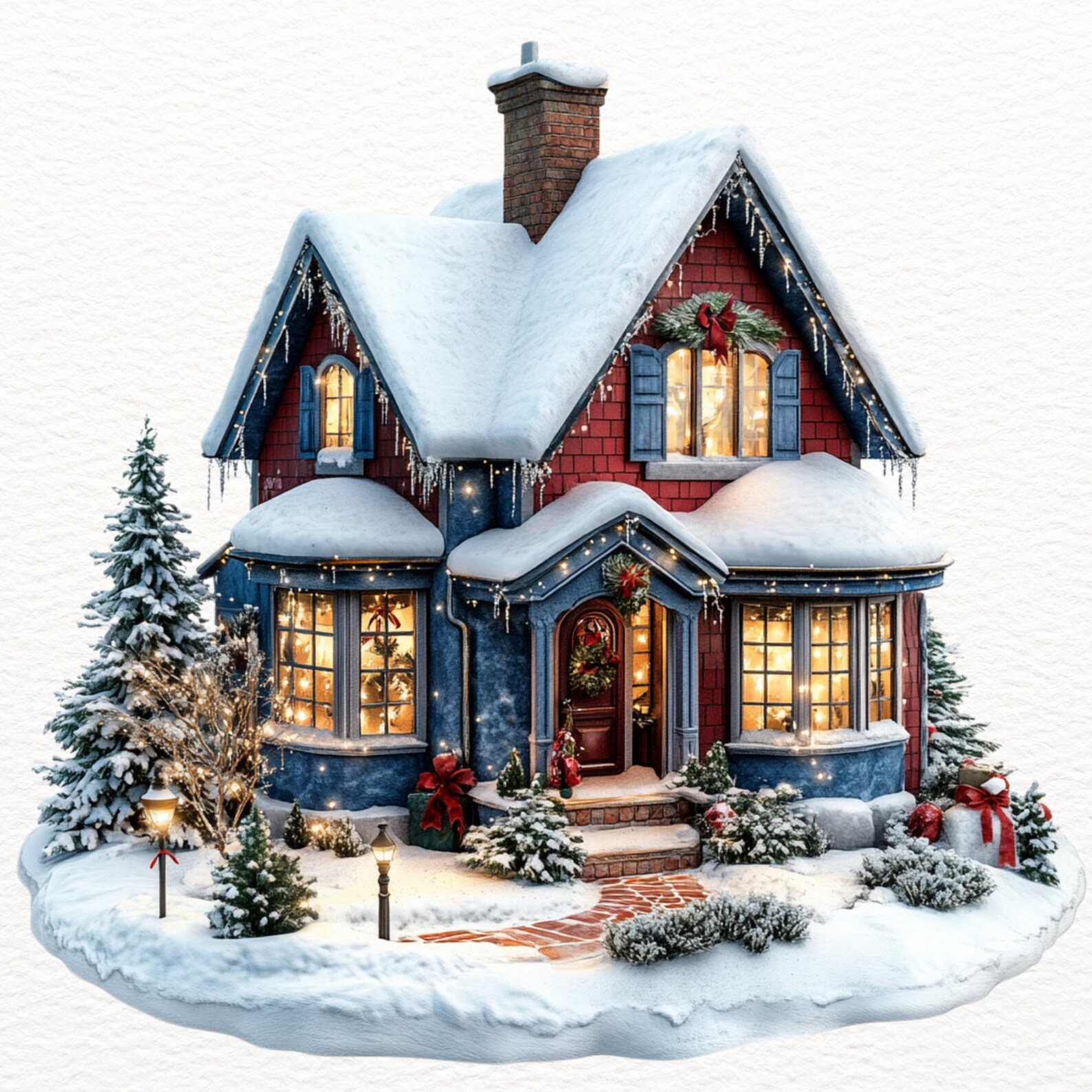 15 Winter House Clipart PNG Bundle, Digital Graphic, Cottage Png ...