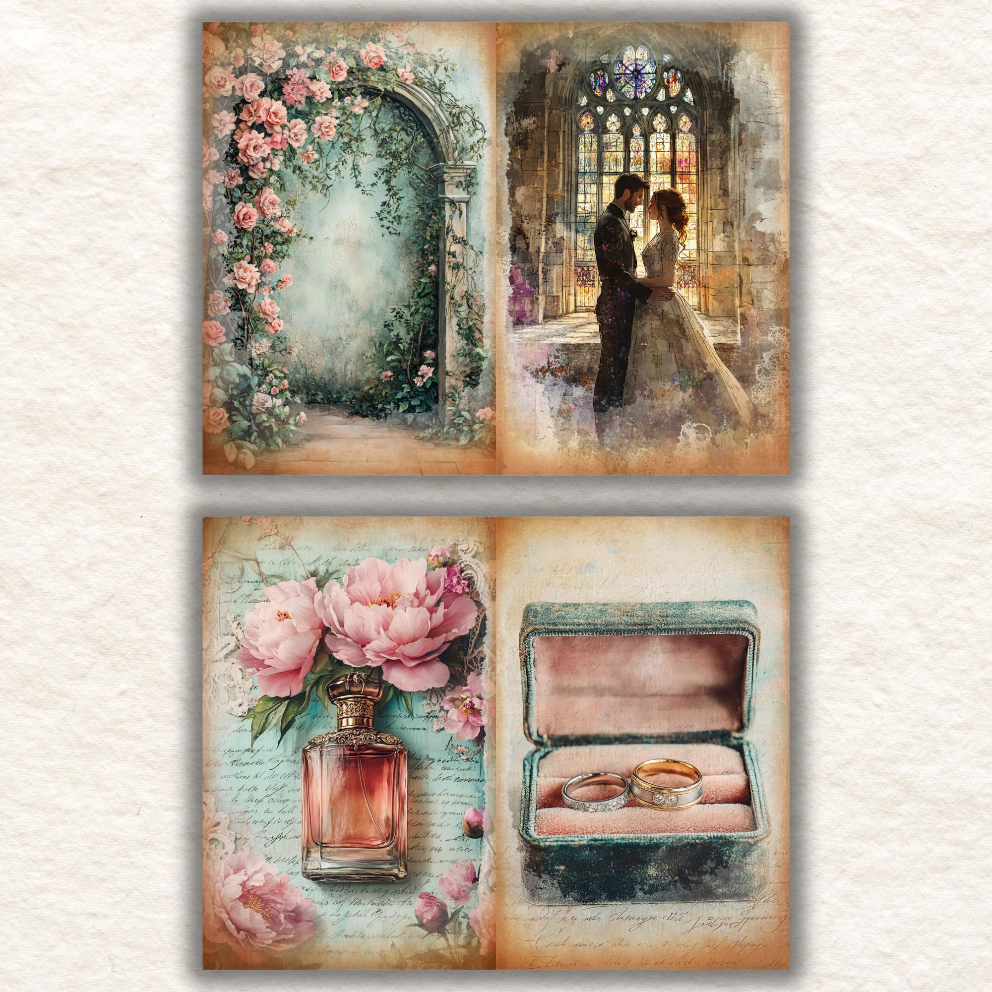 Love Junk Journal Printable Paper, Valentine Wedding Letter Writing ...