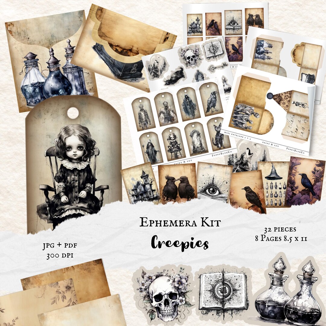 Creepy Goth Ephemera Kit: Junk Journal Printable (PDF) - Etsy
