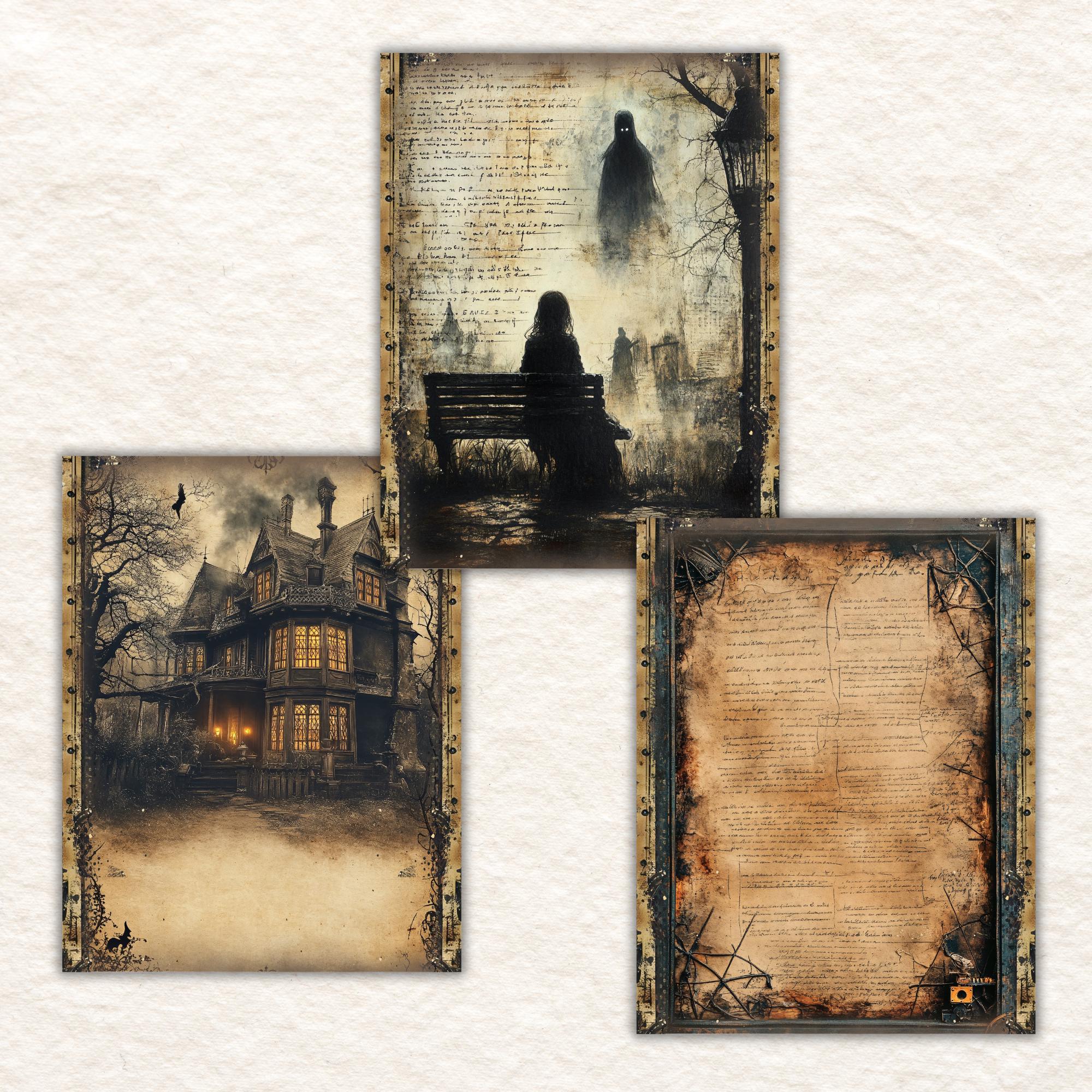 Horror Junk Journal Printable Pages, Nightmares Paper Jpg Bundle ...