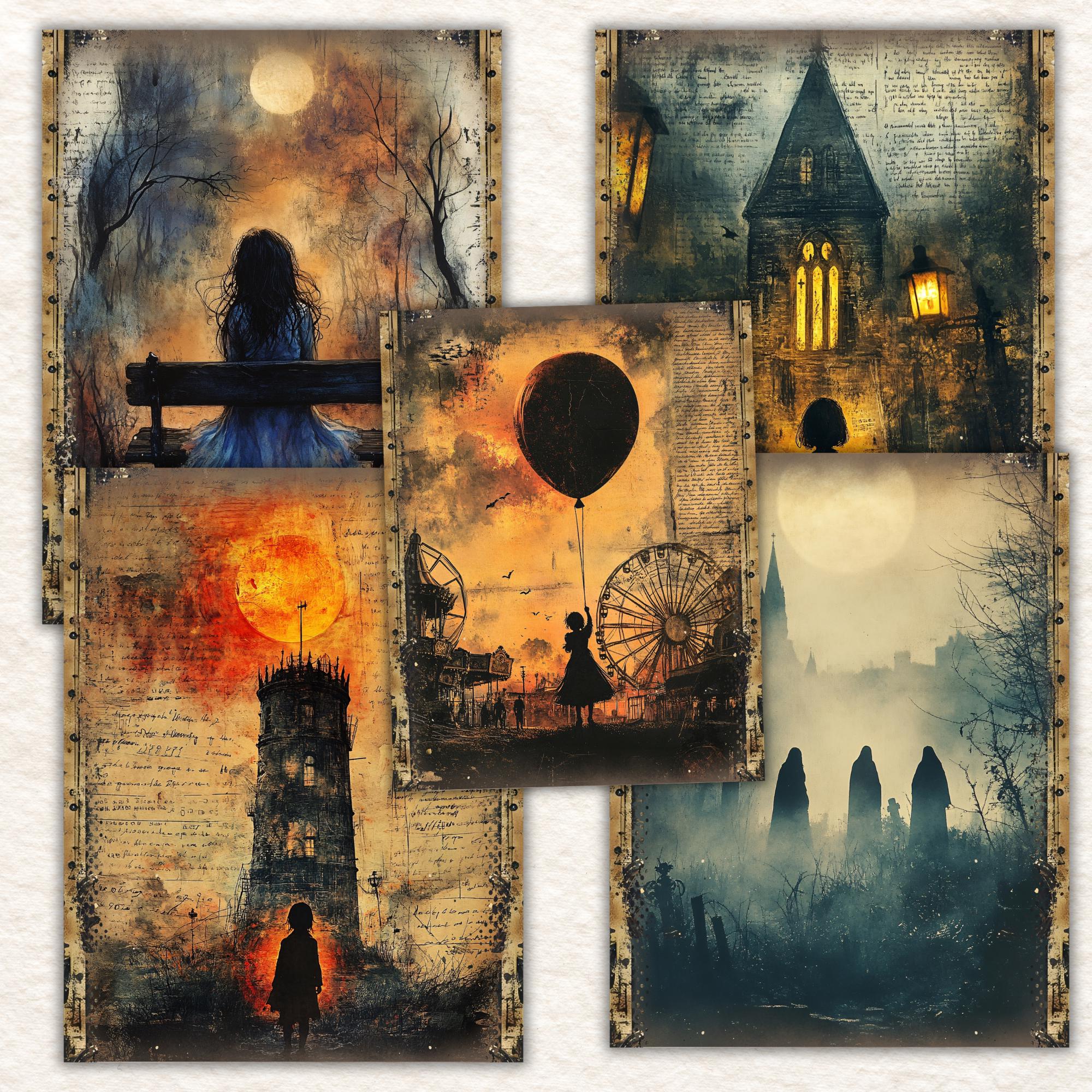 Horror Junk Journal Printable Pages, Nightmares Paper Jpg Bundle ...