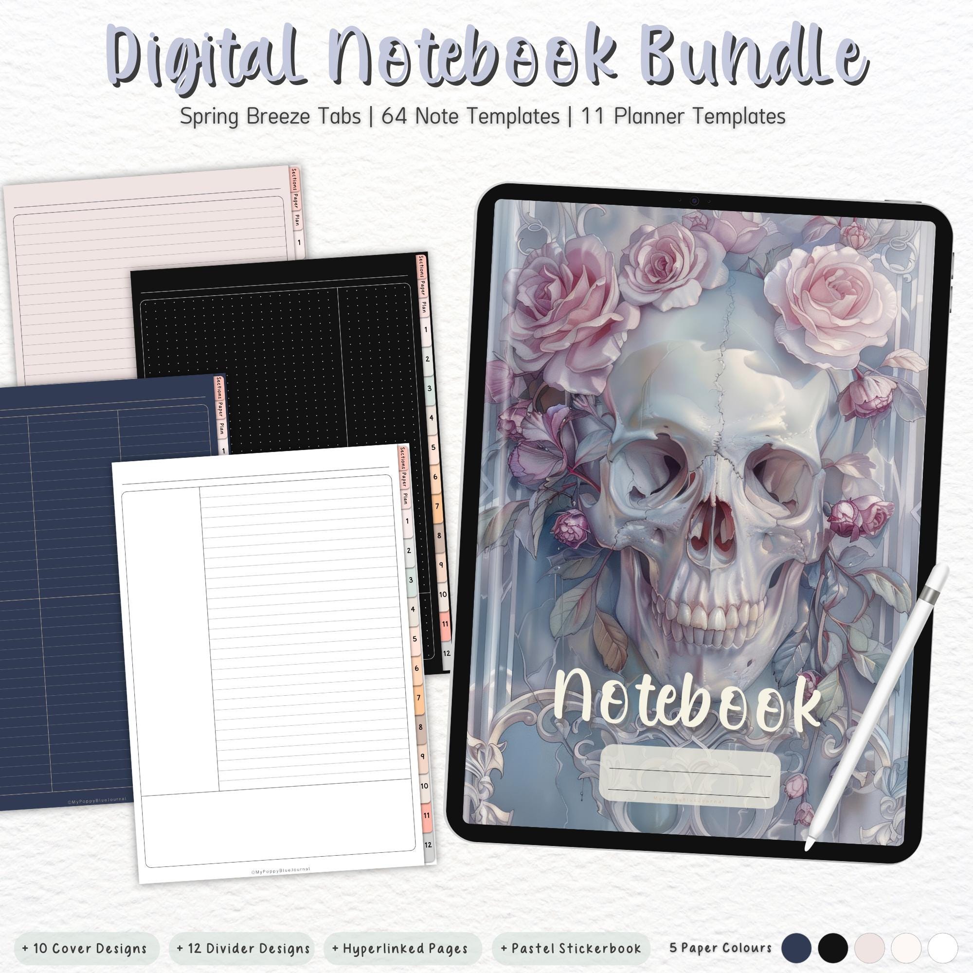 Pearl Digital Notebook Bundle, Digital Notes Template, Goodnotes ...