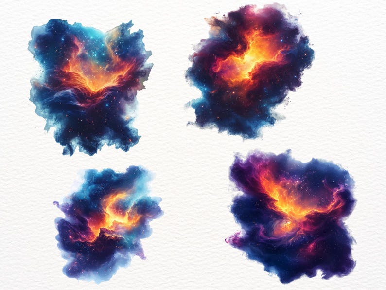 Nebula Clipart Bundle: 12 Watercolor PNG/JPG Images (commercial Use ...