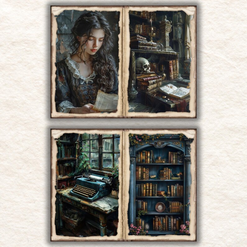 Dark Junk Journal Printable Paper Bundle , Dark Academia Journal Pages ...