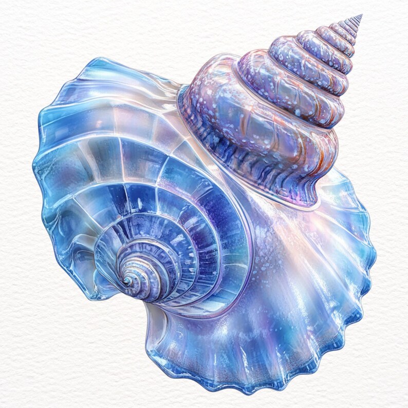 16 Blue Whale Seashells Clipart PNG Bundle, Digital Graphic, Ocean ...