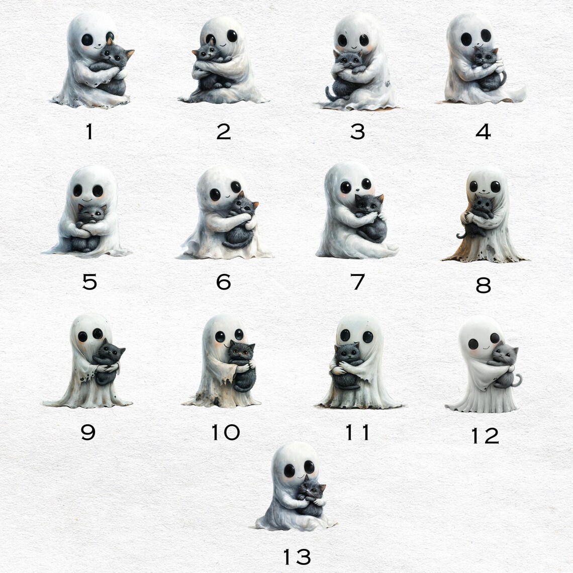 Ghost and Cat Clipart Bundle: Halloween PNG Graphics (commercial Use ...