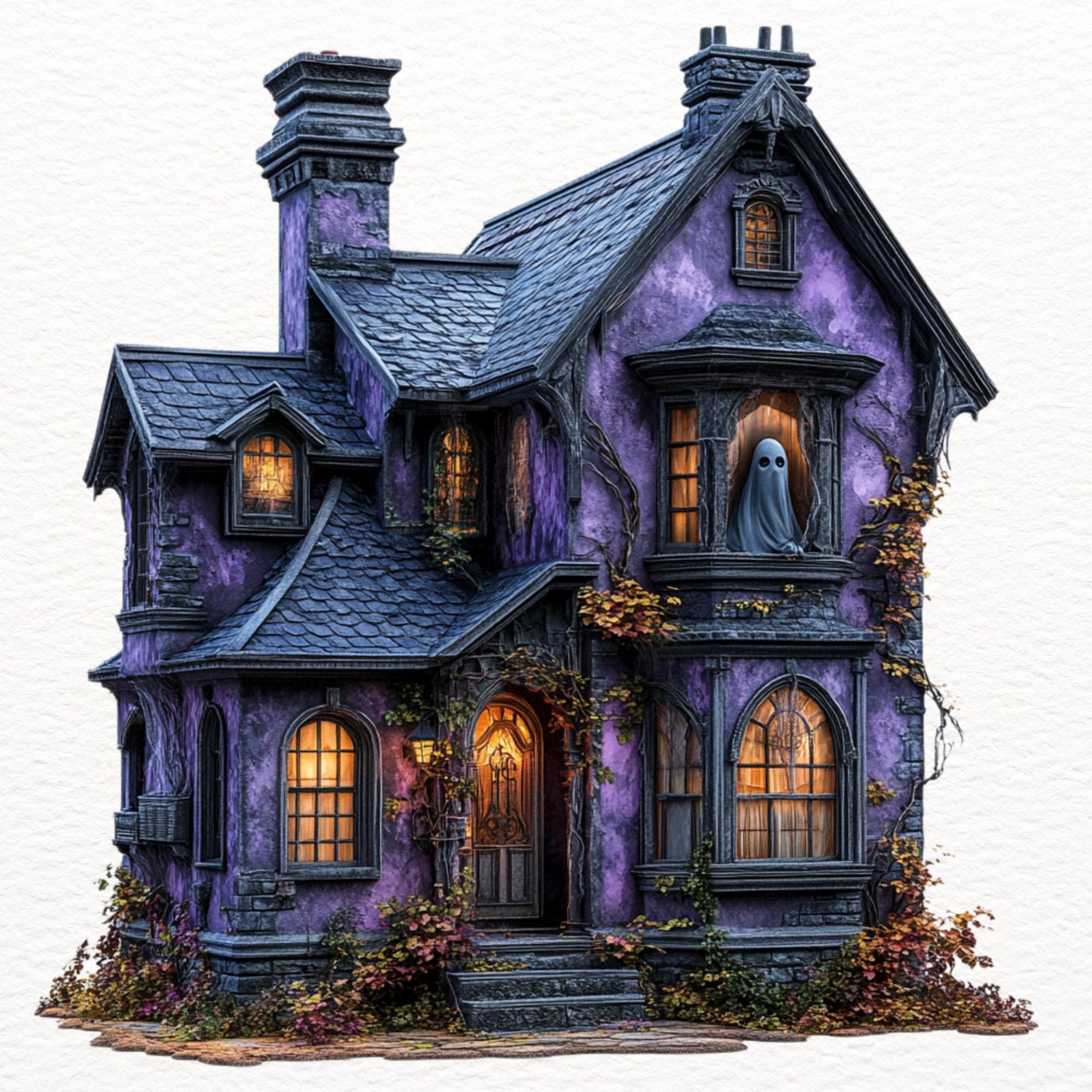 Haunted House Clipart Bundle: Halloween PNG Graphics (commercial Use ...