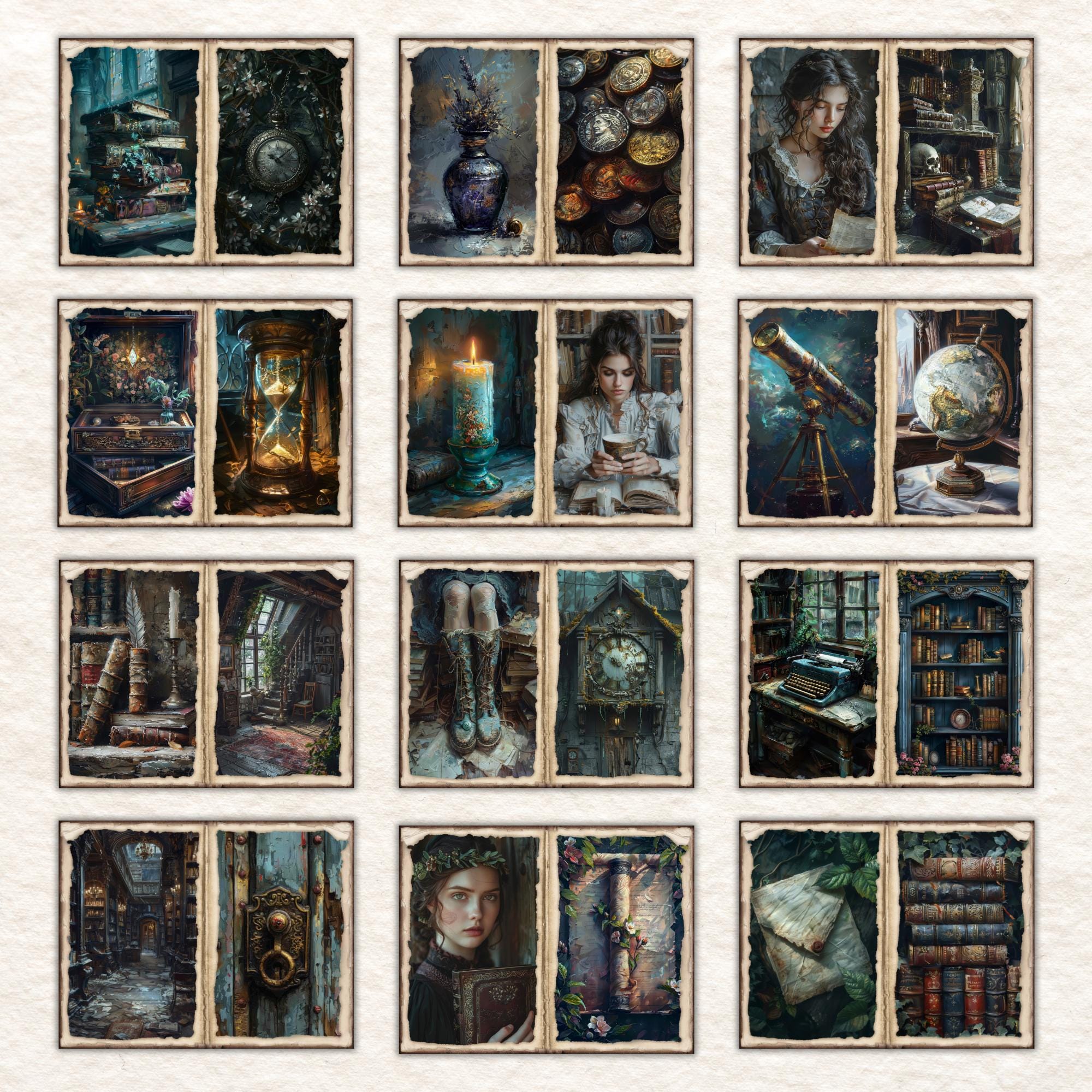 Dark Junk Journal Printable Paper Bundle , Dark Academia Journal Pages ...