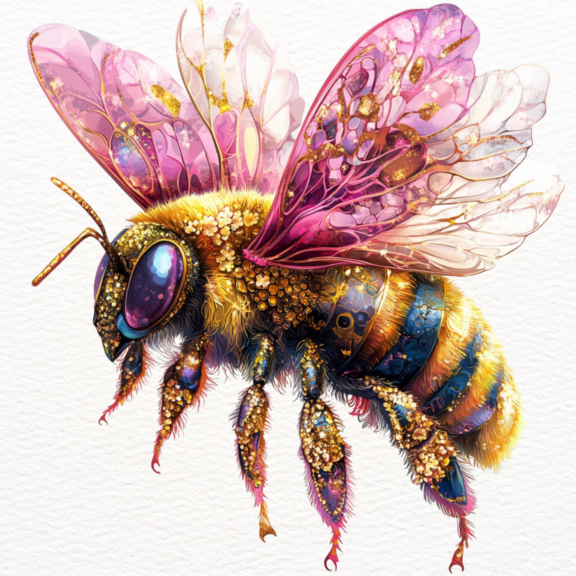 Pink Bee Clipart Bundle: Watercolor Style (PNG Digital Download) - Etsy